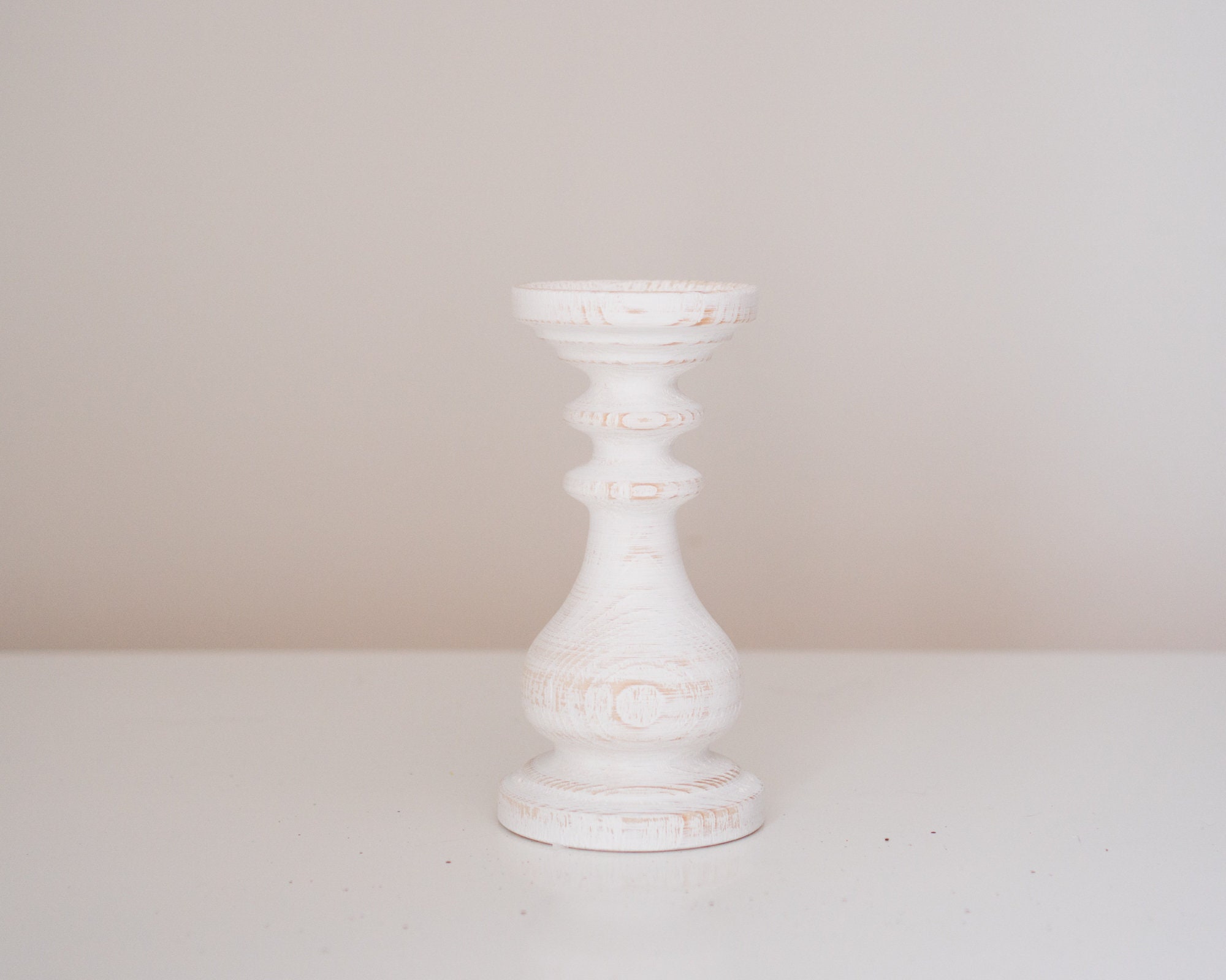 Farmhouse Decor White Wooden Candle Pillars Set of Five Rustic ...