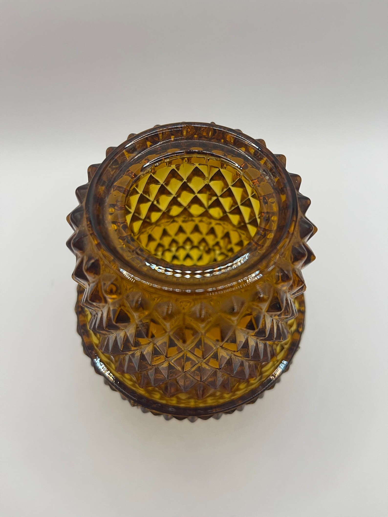 Indiana Glass Amber Diamond Point Fairy Candle Holder - Etsy