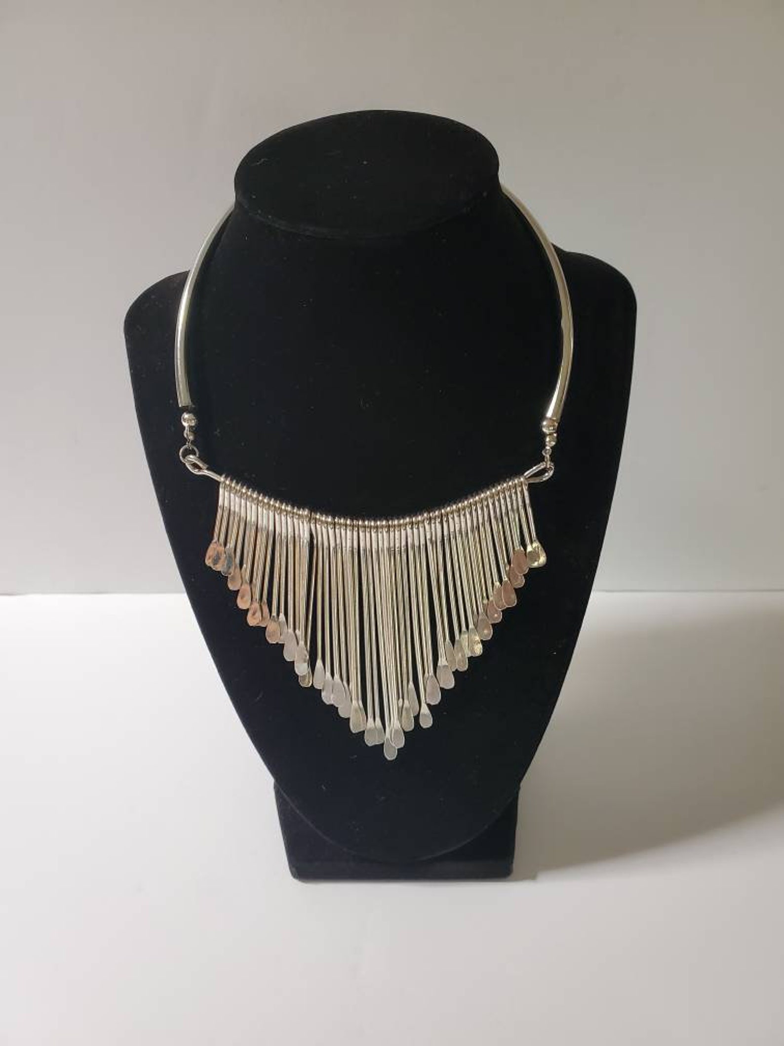 Silver Color Metal Statement Piece Necklace - Etsy
