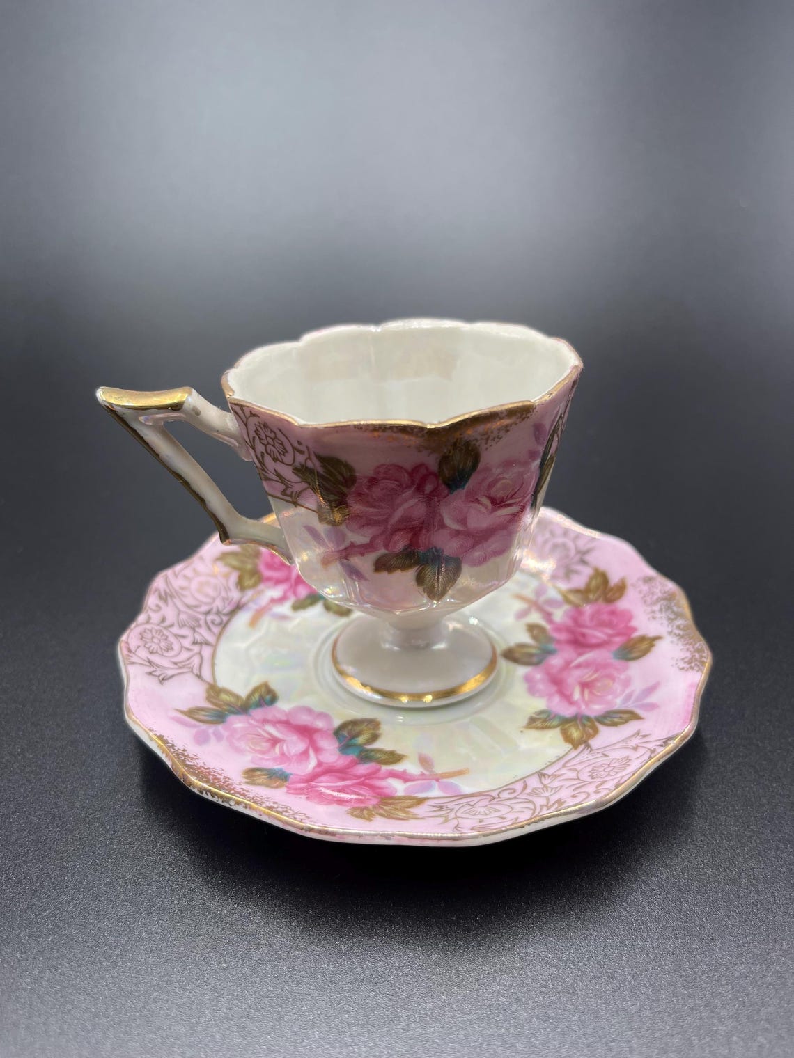 Lefton Fine China Rose Pattern Demitese Tea Cup and Saucer - Etsy