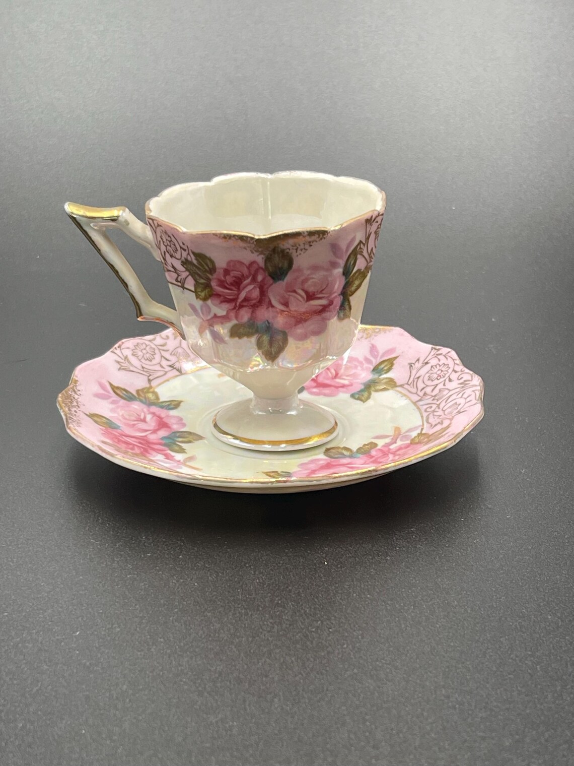 Lefton Fine China Rose Pattern Demitese Tea Cup and Saucer - Etsy