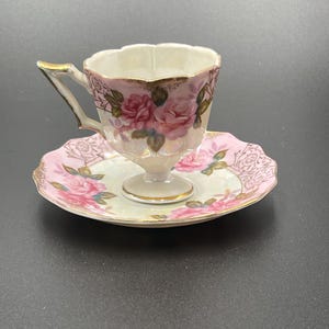 Lefton Fine China Rose Pattern Demitese Tea Cup and Saucer - Etsy