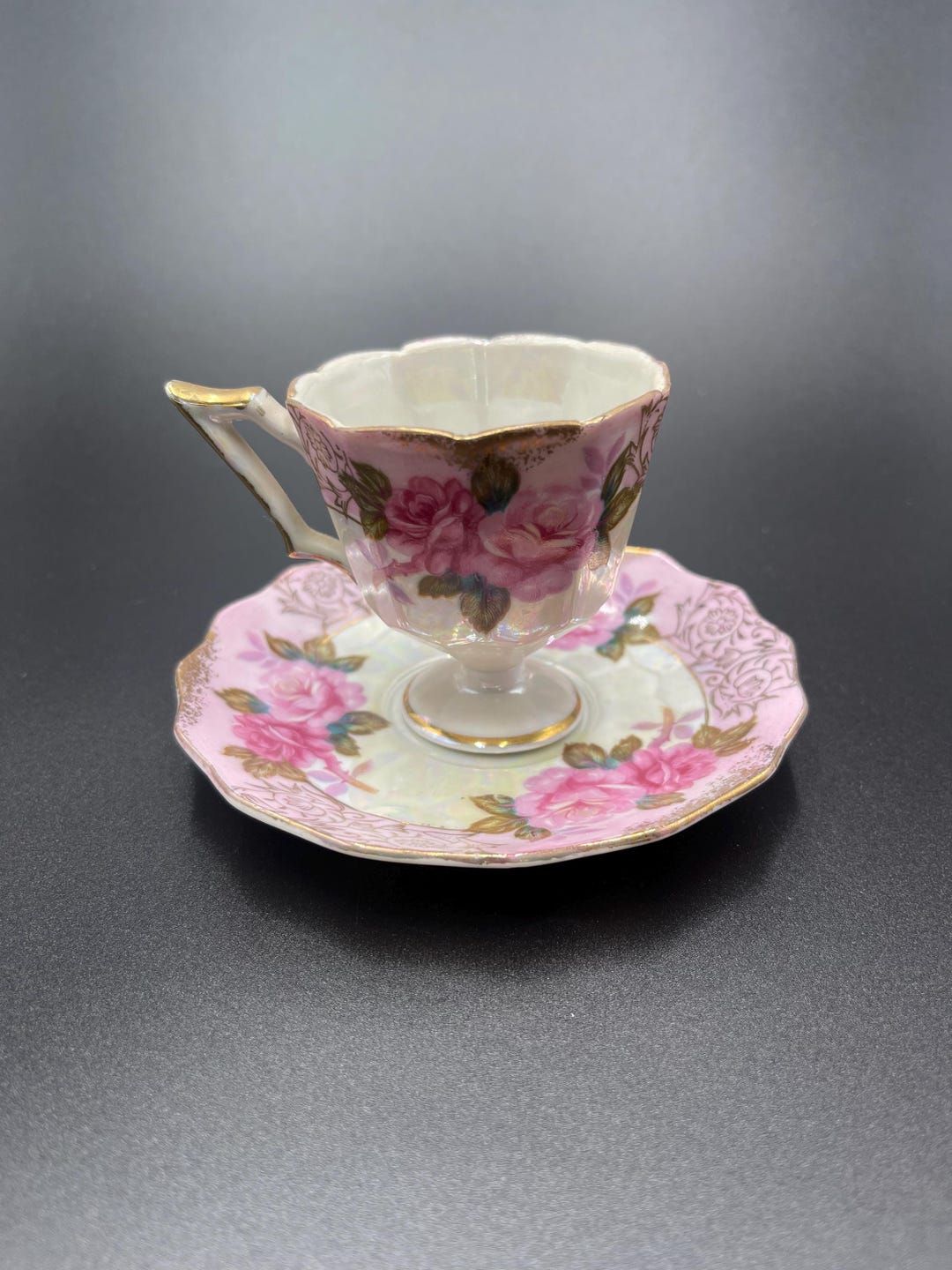 Lefton Fine China Rose Pattern Demitese Tea Cup and Saucer - Etsy