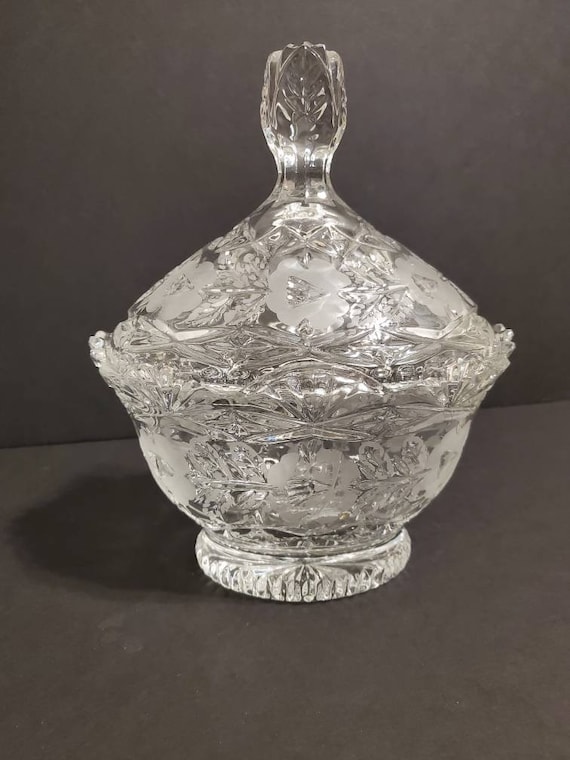 Yugoslavian 24% Lead Crystal Oval Covered Bowl/Candy Dish | Etsy