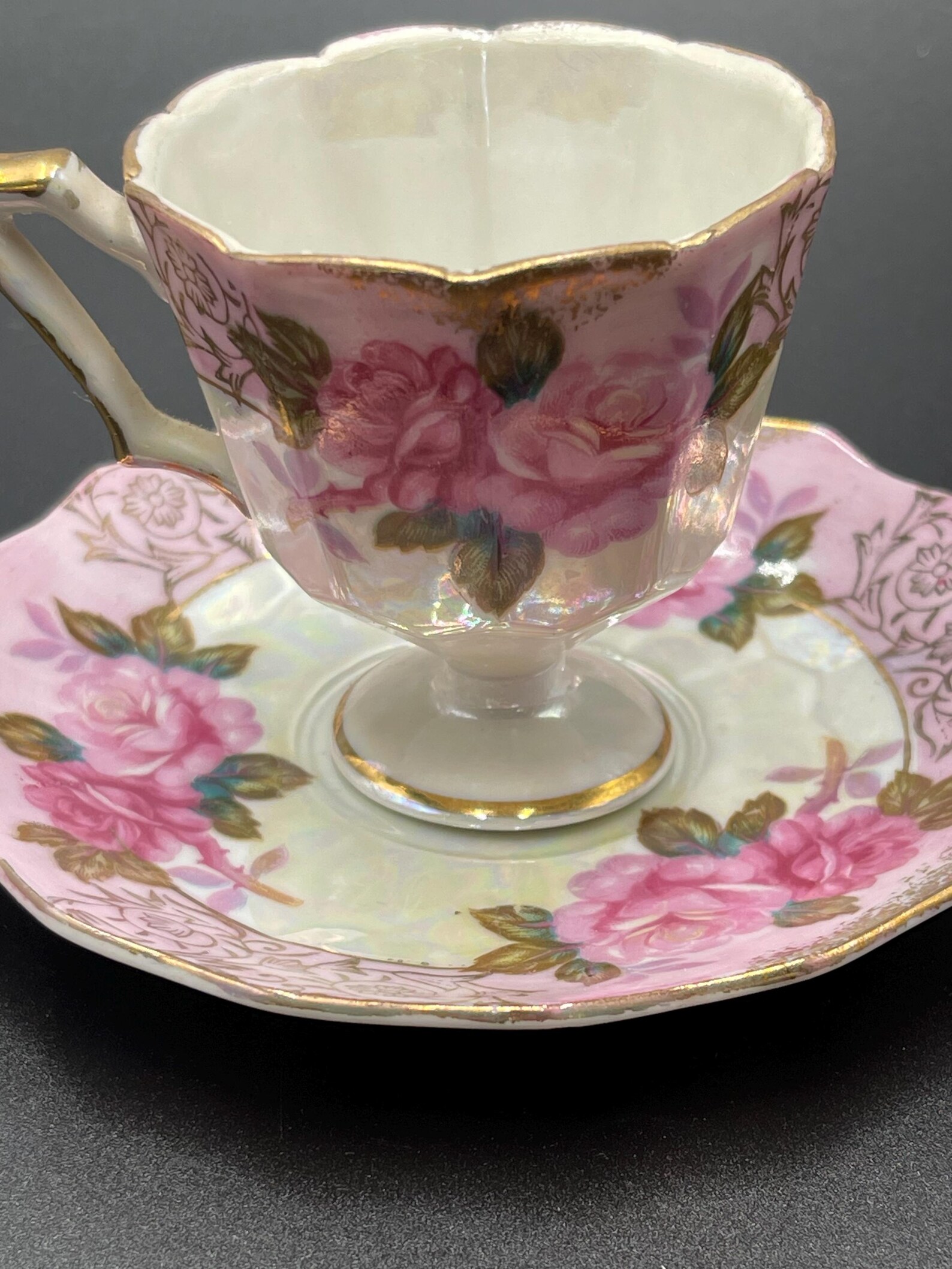 Lefton Fine China Rose Pattern Demitese Tea Cup and Saucer - Etsy