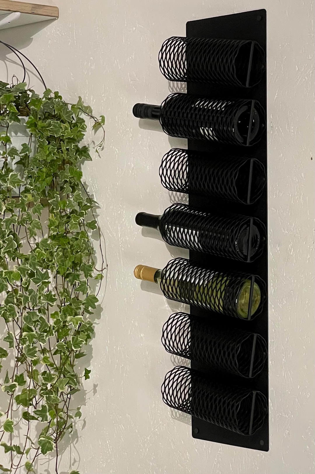 Handcrafted Metal Wine Rack Wall Mounted Vertical Wine Bottle Storage ...