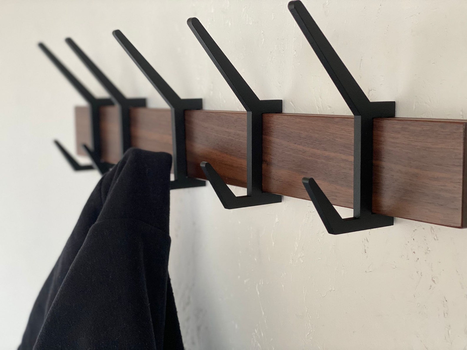 Wooden COAT & HAT Rack, Wooden Rack With Removable Hooks, Stylish ...