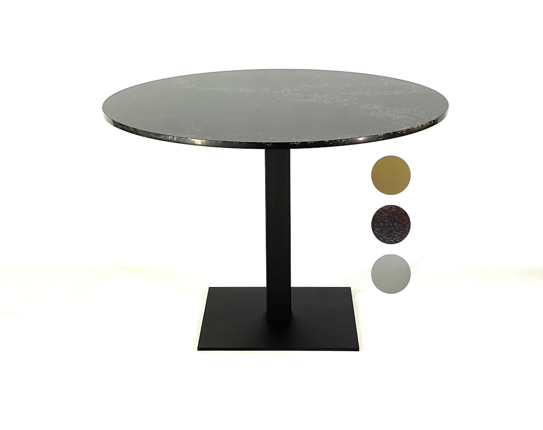 Square Bistro Table Base, Black Metal Pedestal Leg, Modern Powder ...