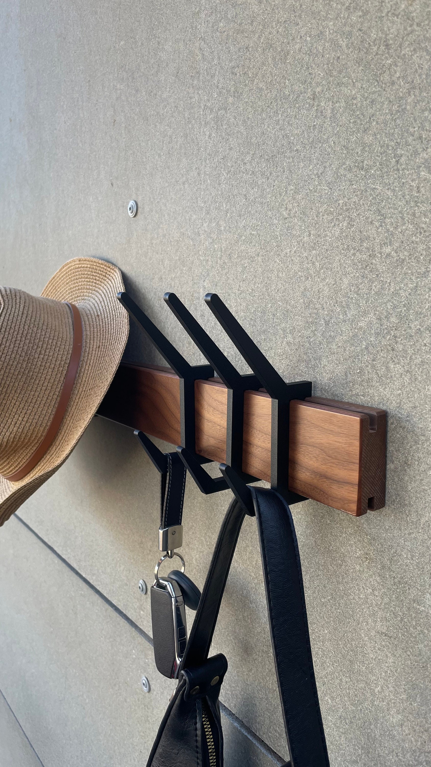 Hat Rack for Wall, Hall Coat Hooks, Metal Heavy Duty Steel Sliding ...