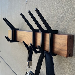 Black Metal Sliding Hooks Industrial Wall Mount Entryway, Hanging ...