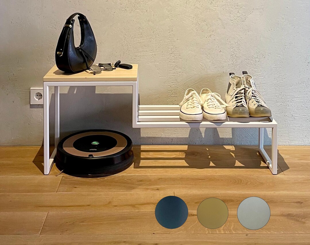 Industrial Metal Shoe Rack, Steel Shoe Bench, Loft Shoe Stand, Wooden ...