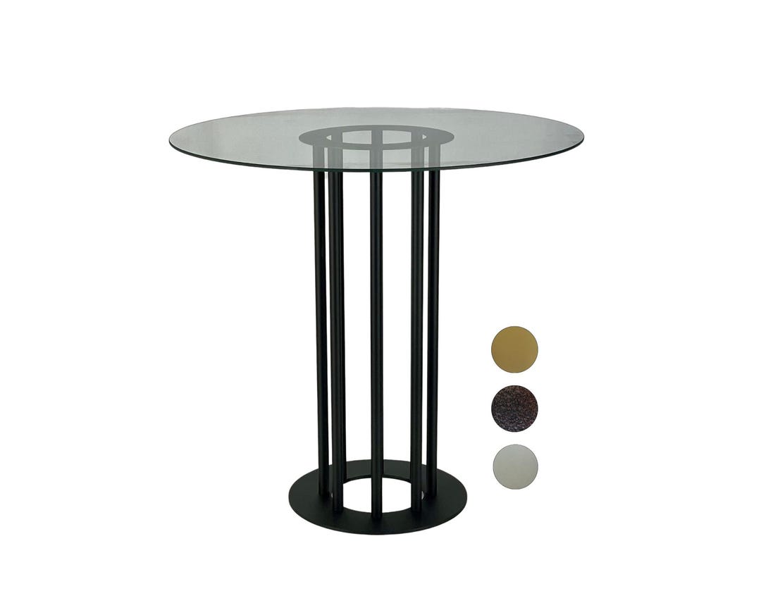 Modern Black Metal Pedestal Table Base, Bar Height Steel Round Leg ...