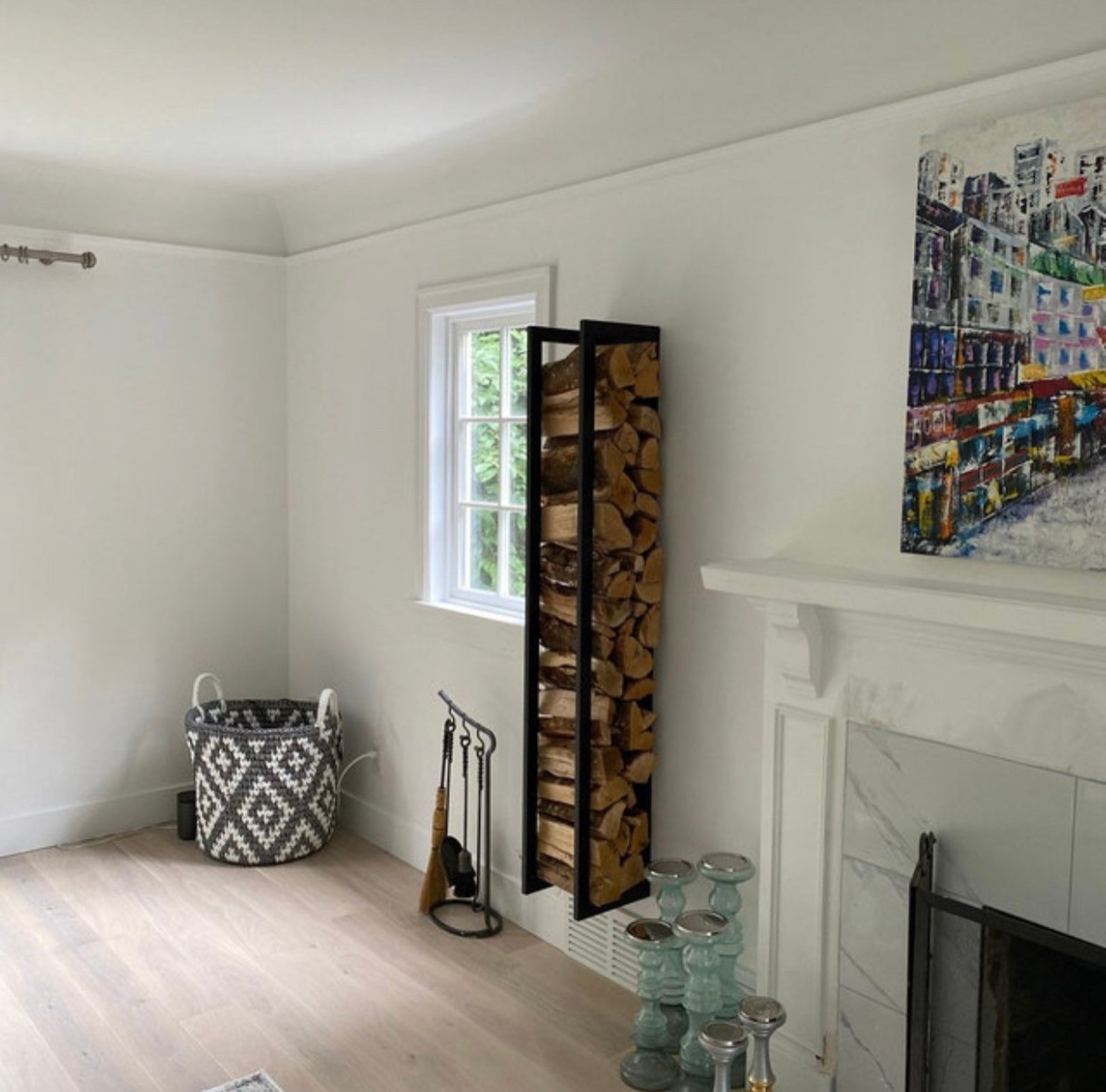 ELEGANT WALL FIREWOOD Rack With Wall Protector/ Metal Plate | Etsy