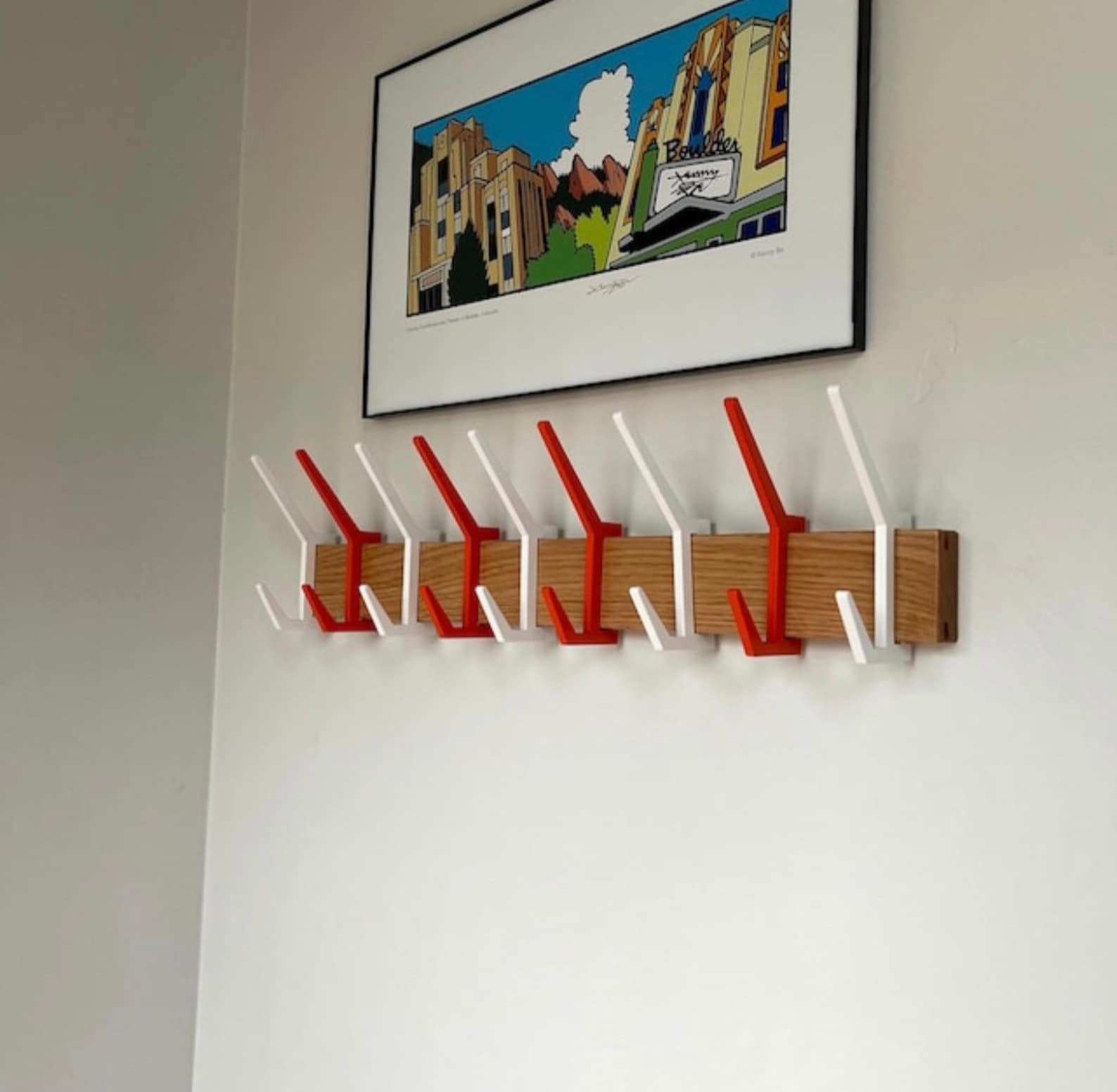 SCANDINAVIAN Wooden Coat & Hat Rack,wooden Rack With Removable Hooks ...