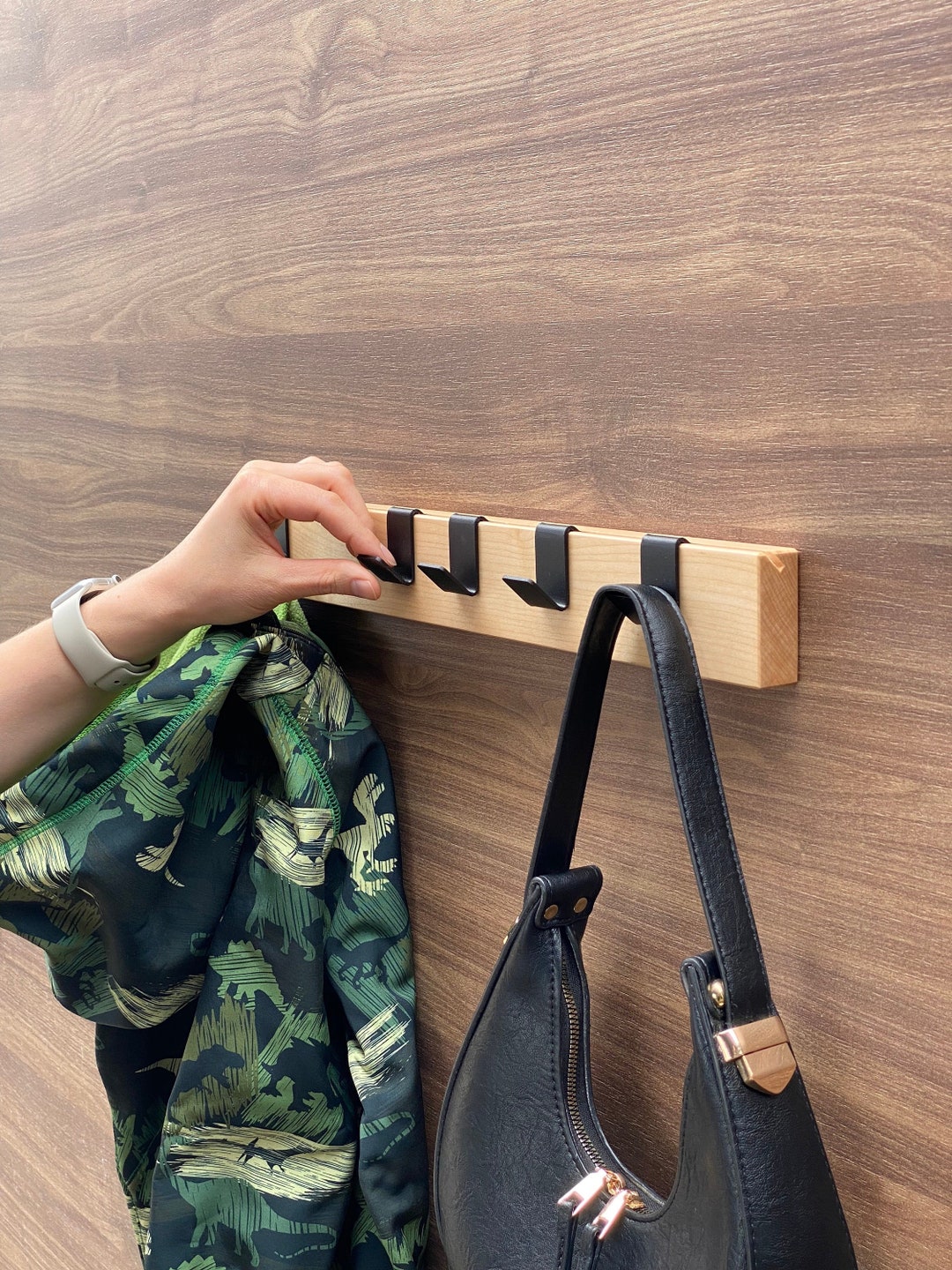 Coat Rack Sliding Hooks Wall Mount, Hall and Mudroom Furniture, Hanging ...