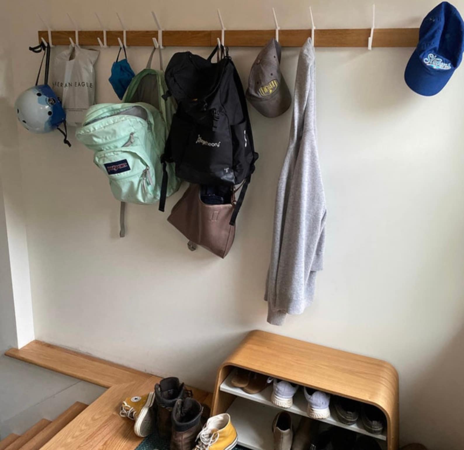 SCANDINAVIAN Wooden Coat & Hat Rack,wooden Rack With Removable Hooks ...
