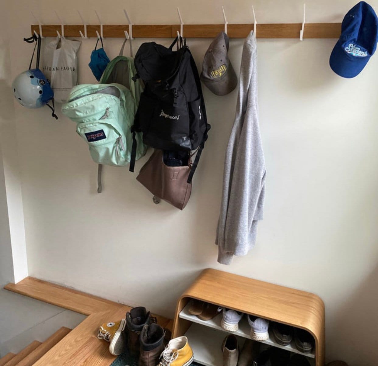 SCANDINAVIAN Wooden Coat & Hat Rackwooden Rack With Removable | Etsy