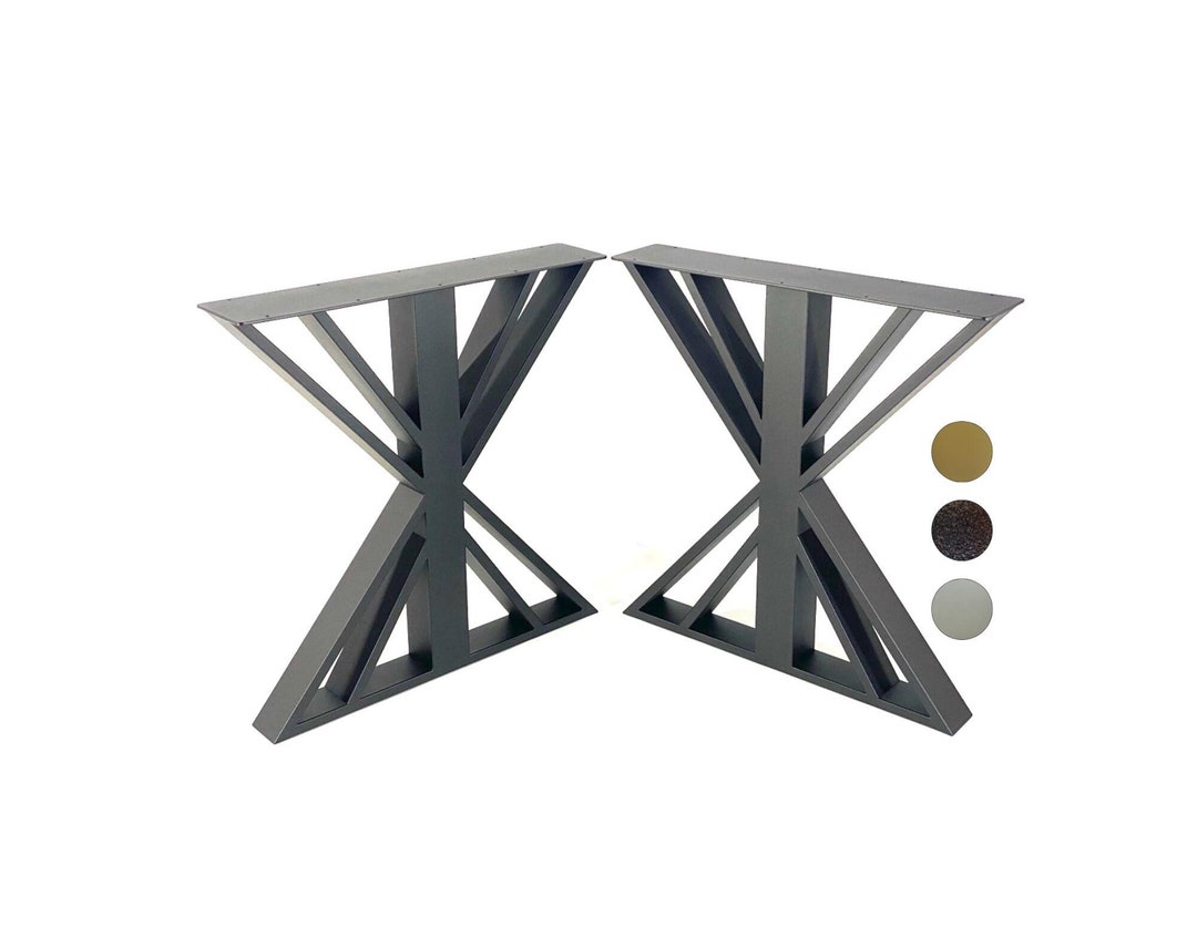 Steel Trestle Table Base Powder-coated Iron Dining Table Legs, Black ...
