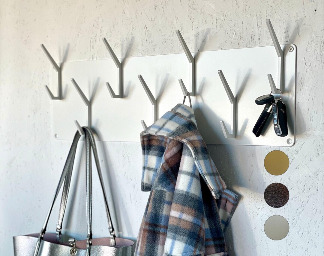 Hat Rack for Wall, Metal Hallway Rack With Hooks, Hall Coat Hooks ...