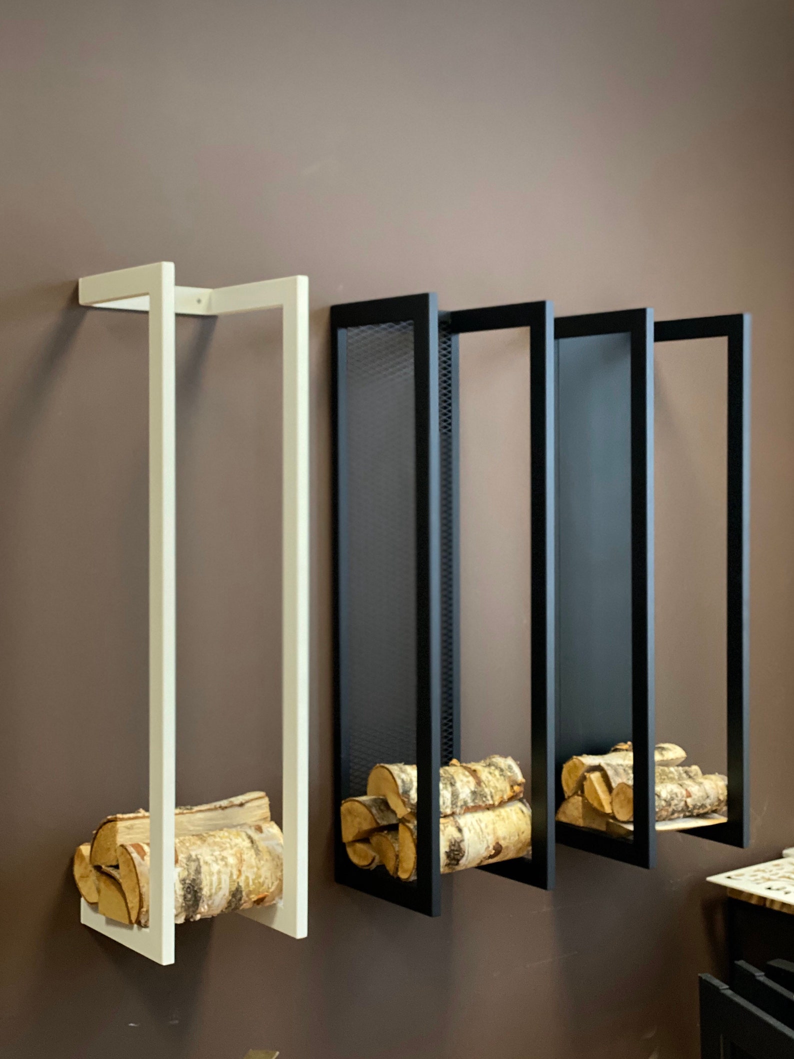Wall Log Holder With Mesh Back for Wall Protection– Steel Firewood ...