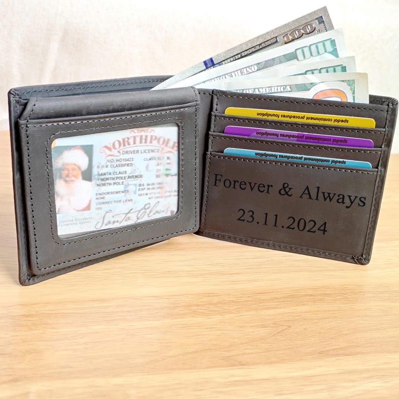 Personalized Premium Leather RFID Wallet, Engraved Gift for Man, Him ...