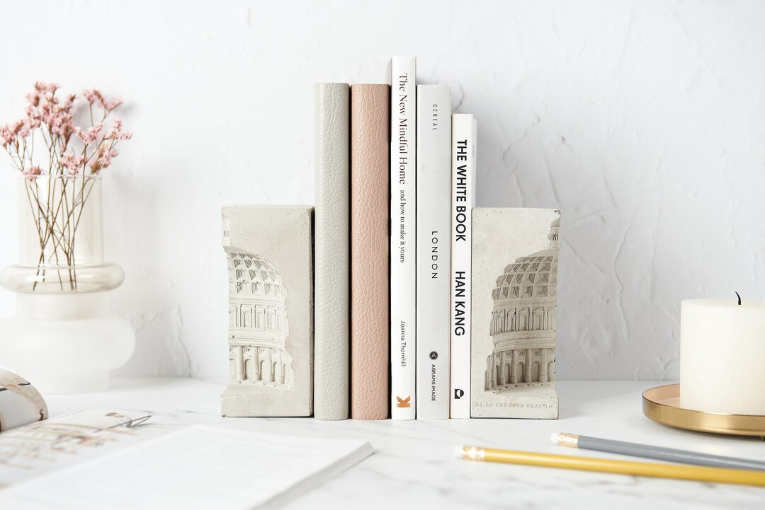 Roman Pantheon Concrete Bookends: Minimalist Roman Architecture Desk ...