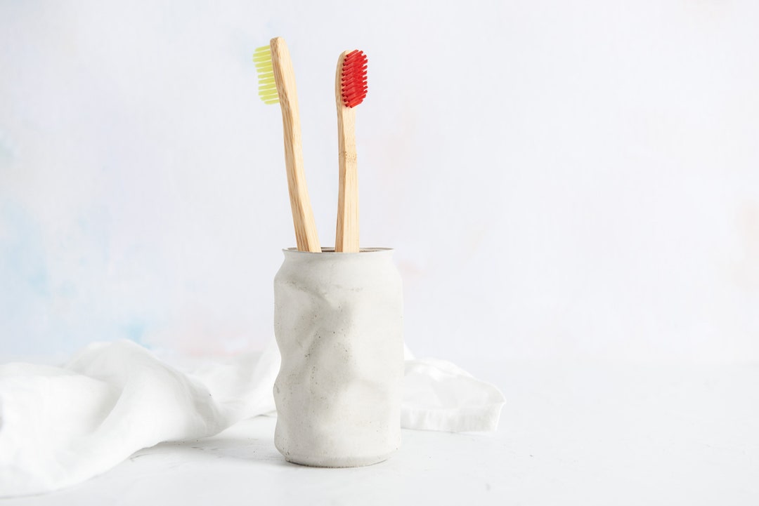 Concrete Crushed Can Style Toothbrush Pot - Unique and Stylish Bathroom ...