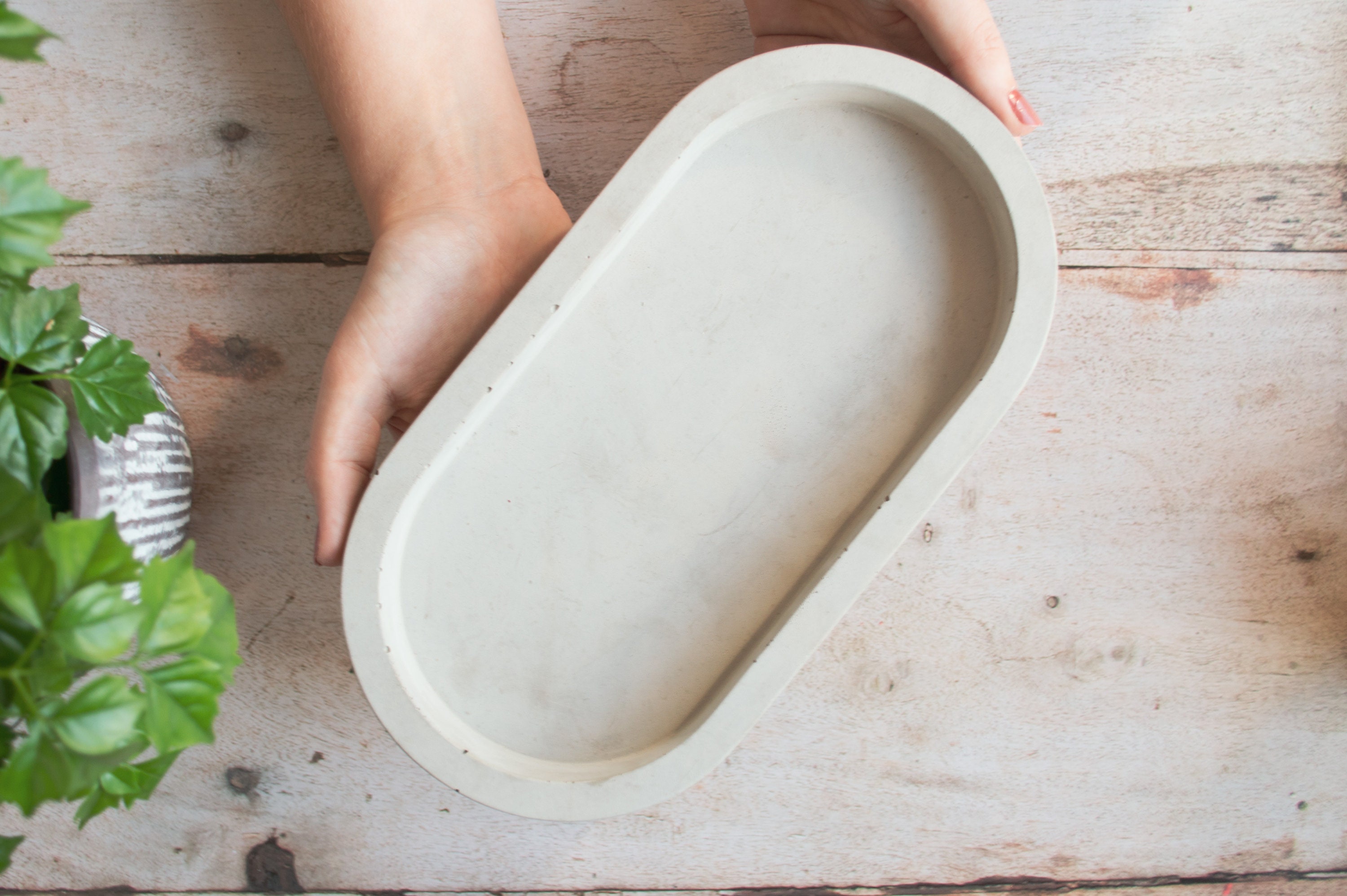 Oval Concrete Tray Handmade Tray Perfect Storage for - Etsy