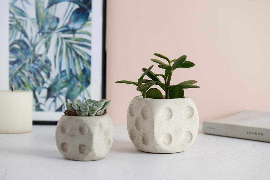 Dice Shaped Concrete Planter: Handmade Home Decor - Etsy