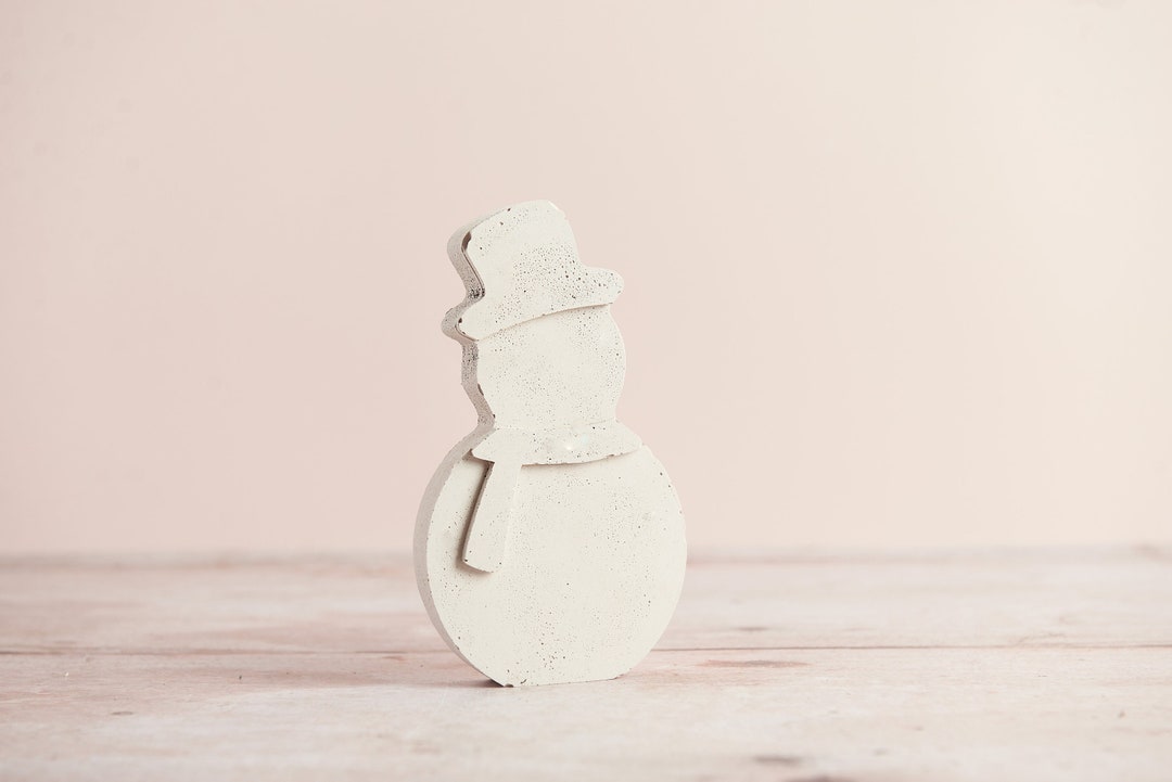 Handmade Concrete Snowman Figure: Christmas Mantle Decor - Etsy