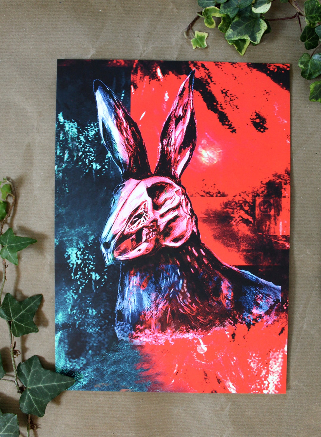 Skeletal Hare - A5 Horror Illustration Gothic Art Print - Animal ...