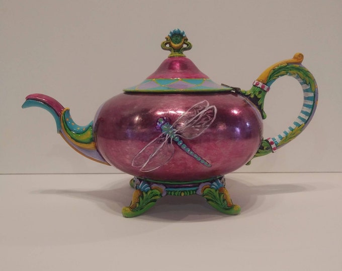 Whimsical Hand-painted Silver Plate Tea Pot - Etsy