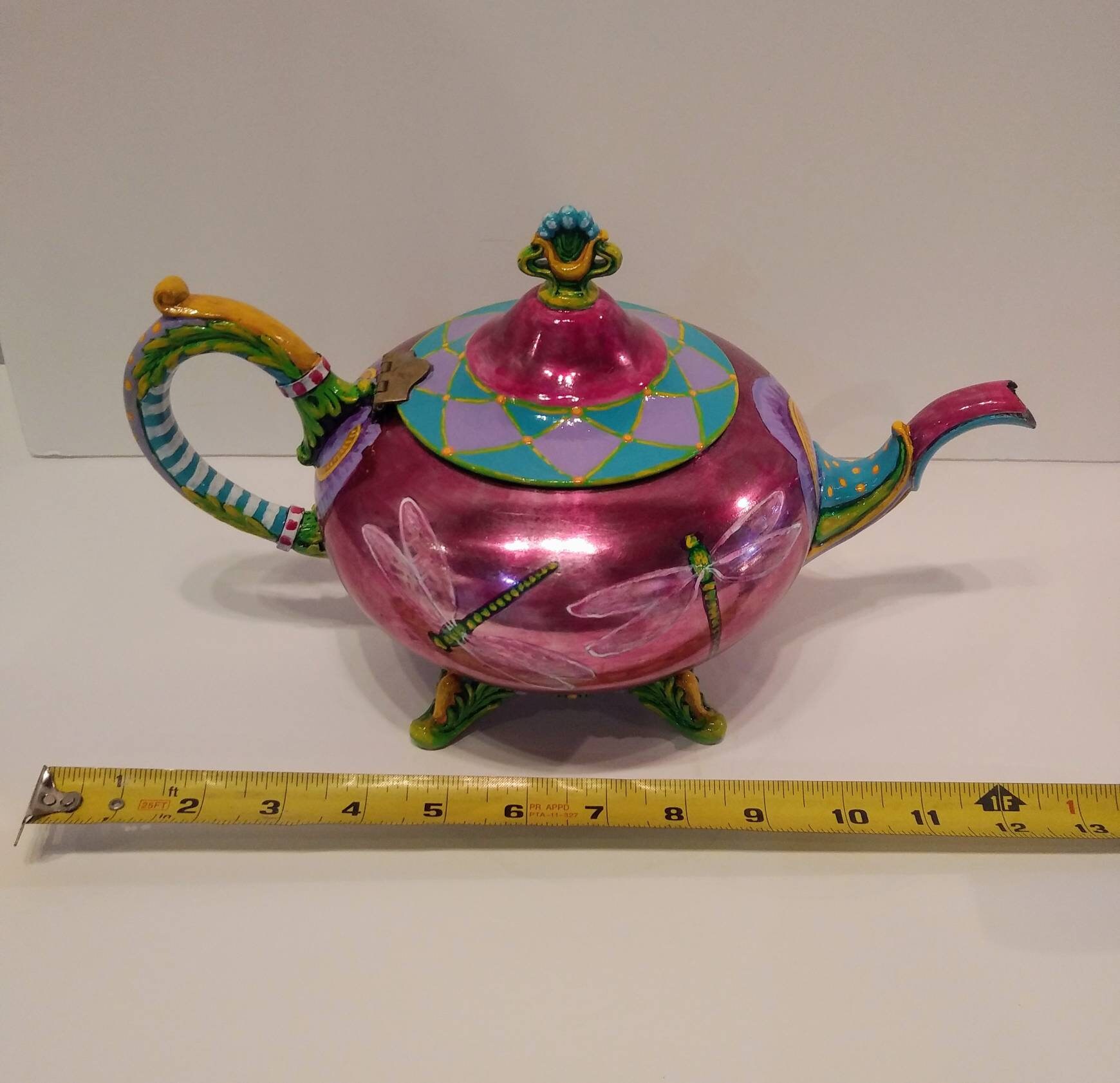 Whimsical Hand-painted Silver Plate Tea Pot | Etsy