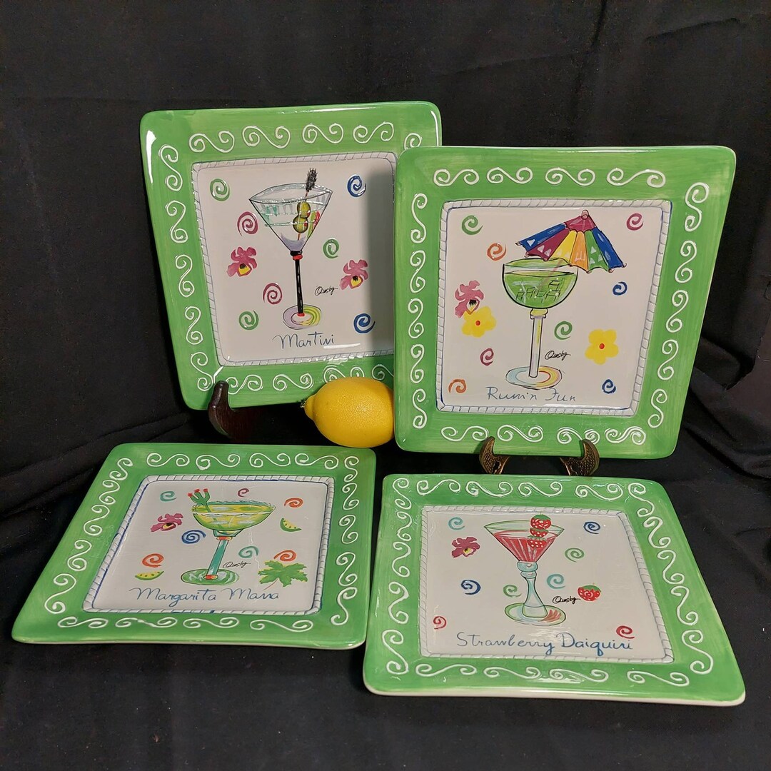 Set of Four Decorative Cocktail Plates by Ormsby - Etsy