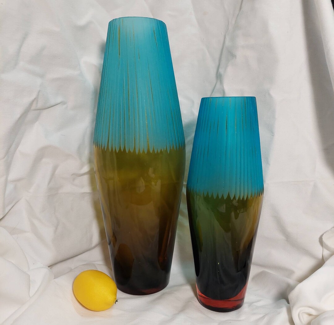 MCM Tricolor Art Glass Vases, Multiple Options - Etsy