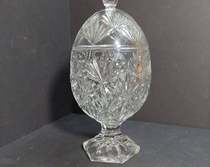 Vintage Pressed Glass Egg Candy Dish With Pedestal Base and Lid - Etsy