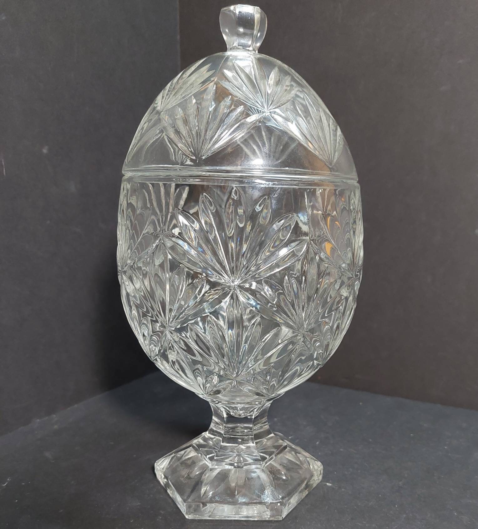 Vintage Pressed Glass Egg Candy Dish With Pedestal Base and - Etsy