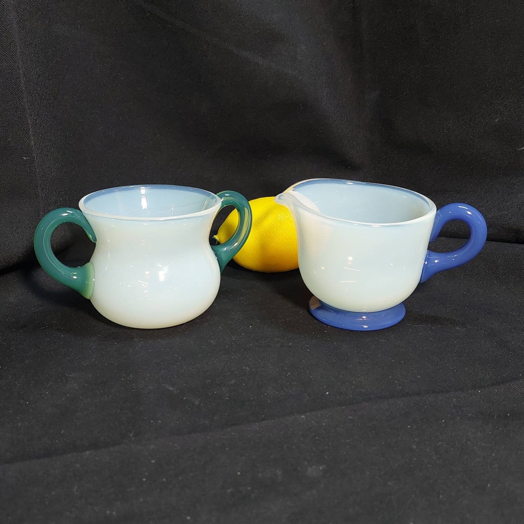 Fry Foval Opeline Art Glass Cream and Sugar Set - Etsy
