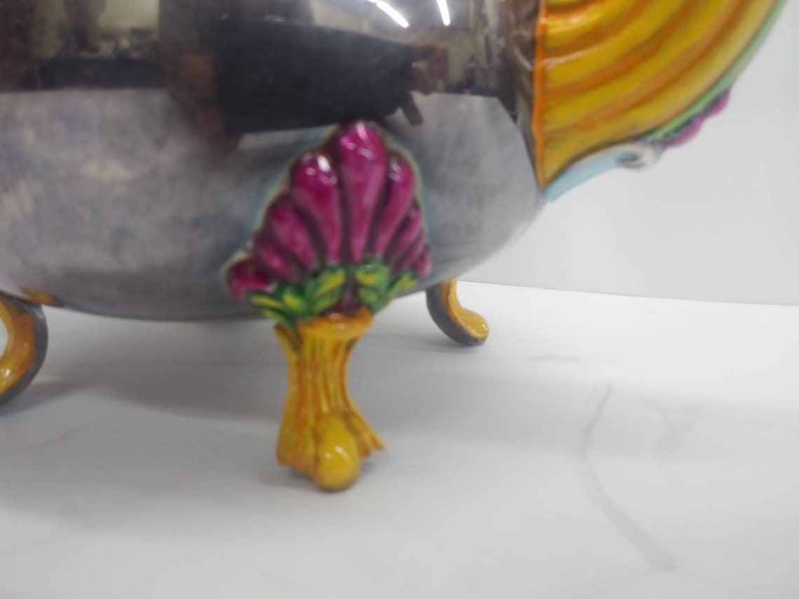 Whimsical Painted Silver Plate Coffee Pot - Etsy