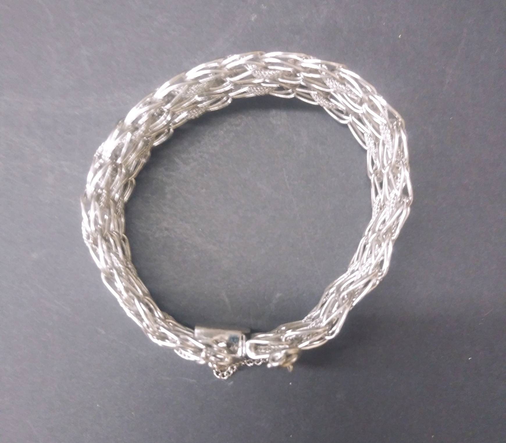 Vintage Sterling Silver Woven Bracelet - Etsy