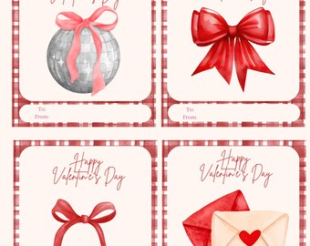 PRINTABLE Bow Valentine Card Red Digital Download Pink Bow Valentine ...