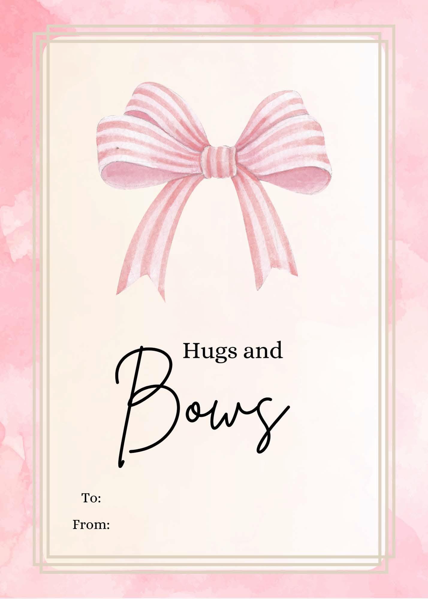 PRINTABLE Bow Valentine’s Day Card, Digital Download Pink Bow Valentine ...