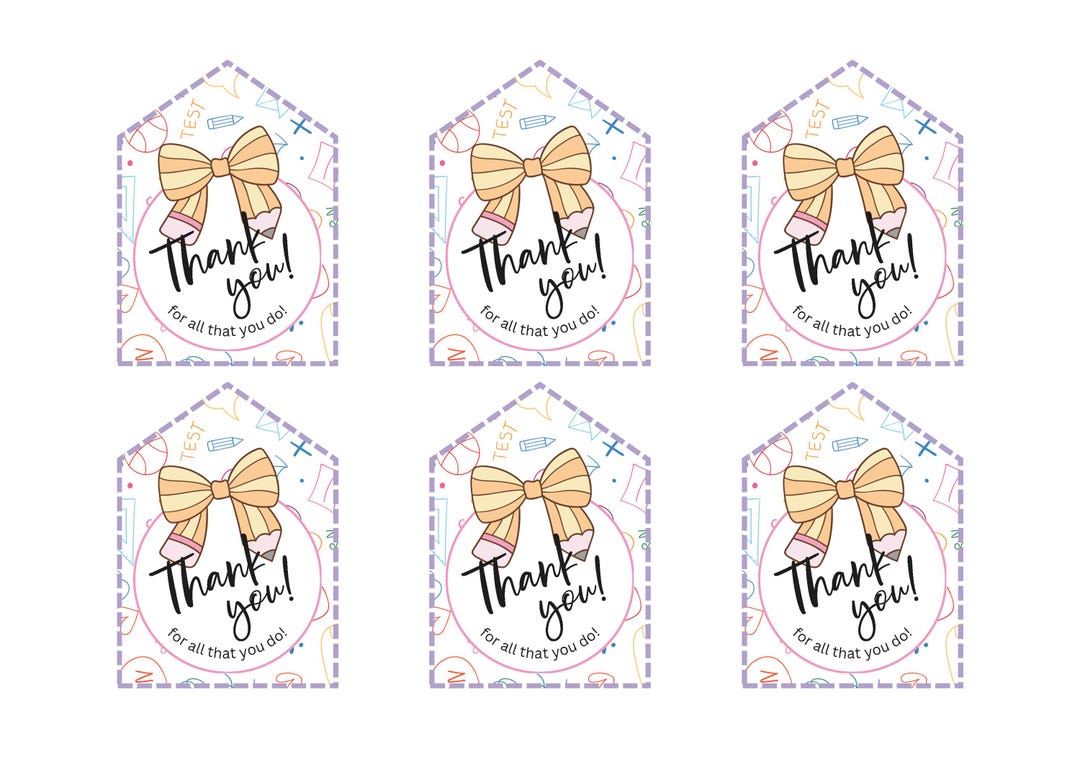 PRINTABLE Bow Gift Tag Card, Digital Download Pink Bow School Teen ...