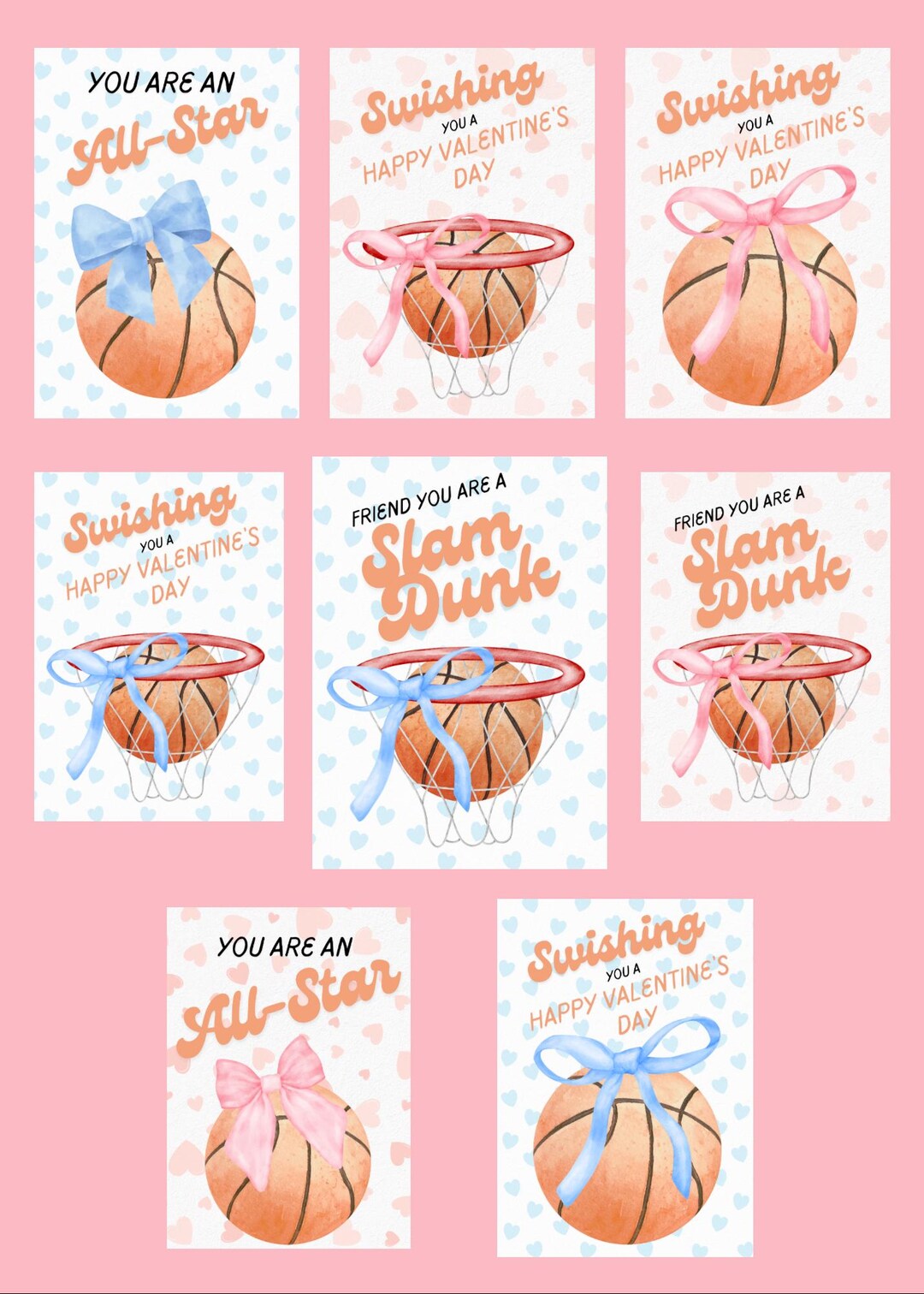 PRINTABLE Basketball Valentine's Day Cards Basketball Valentines Funny ...