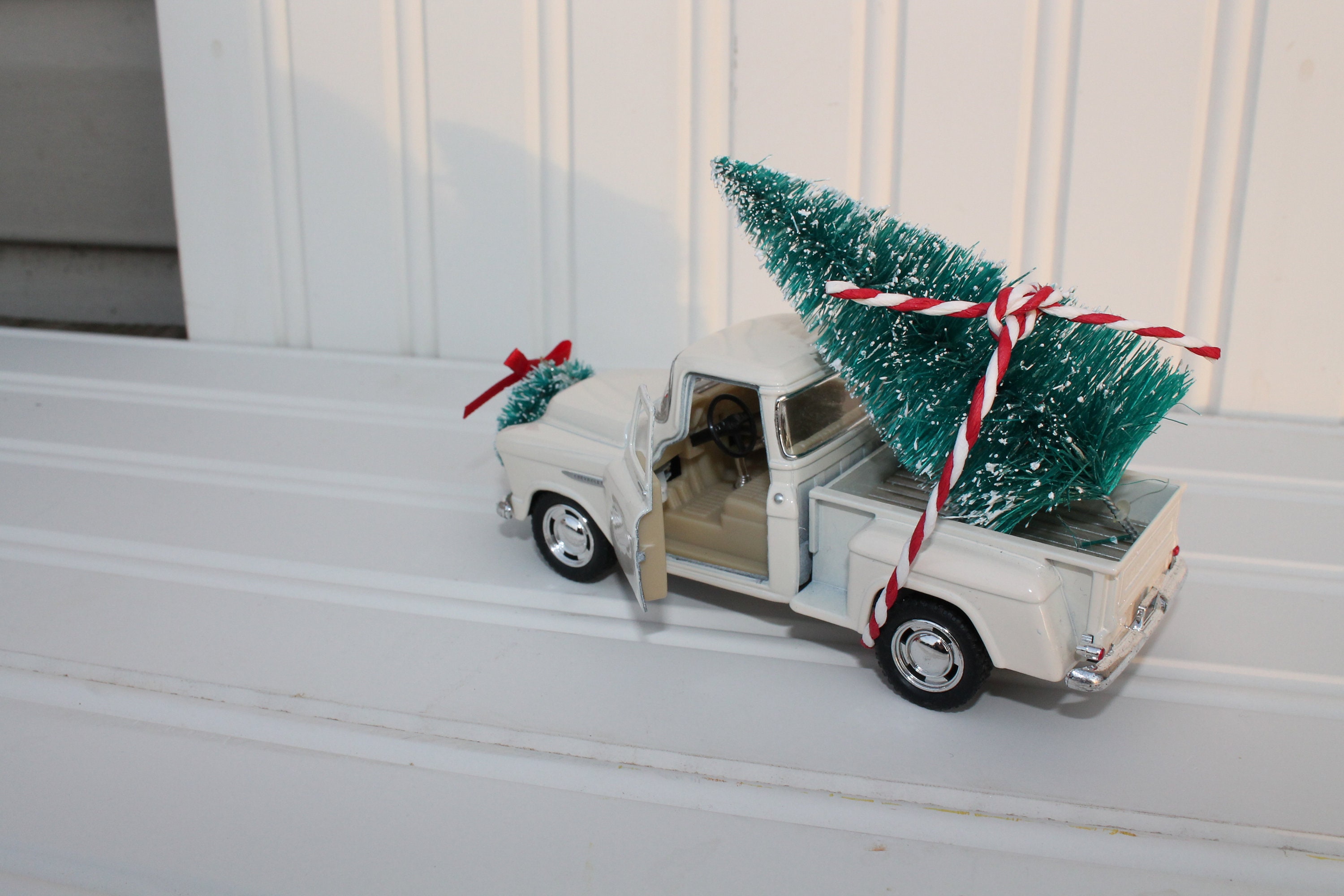 Little White Truck With Christmas Tree, Christmas Decor, Farmhouse ...