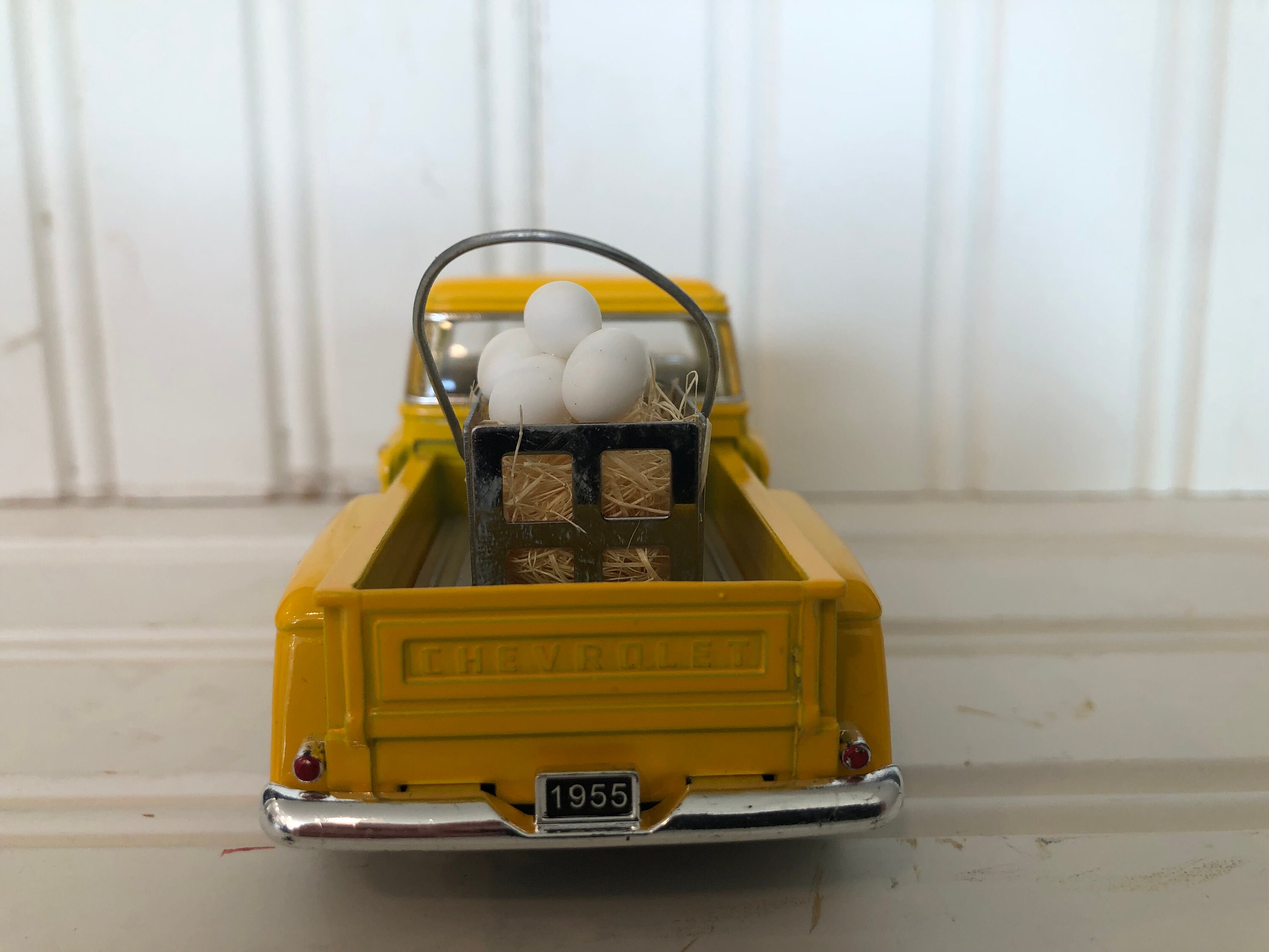 Vintage Yellow 1955 Chevy Pickup Truck With Egg Basket: Farmhouse ...