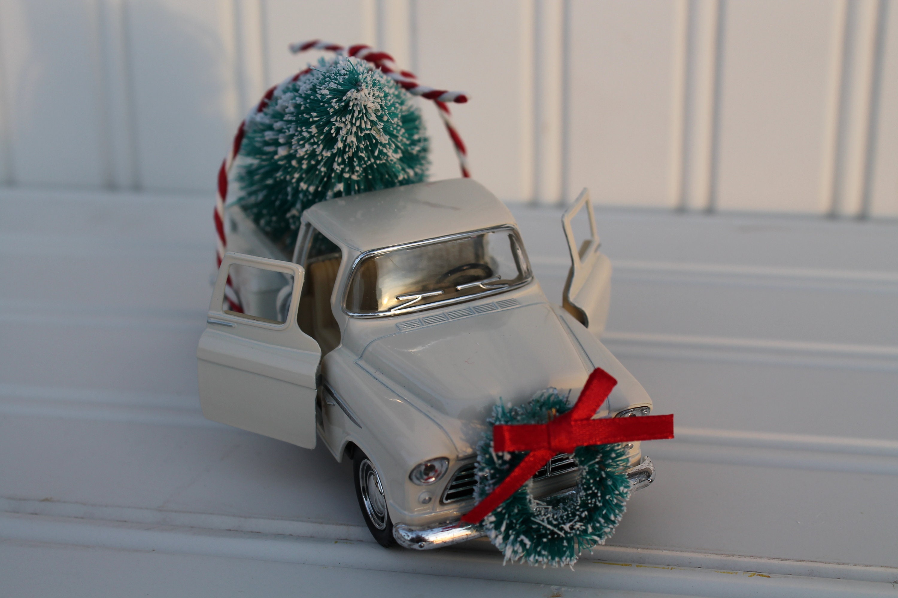 Little White Truck With Christmas Tree Christmas Decor | Etsy