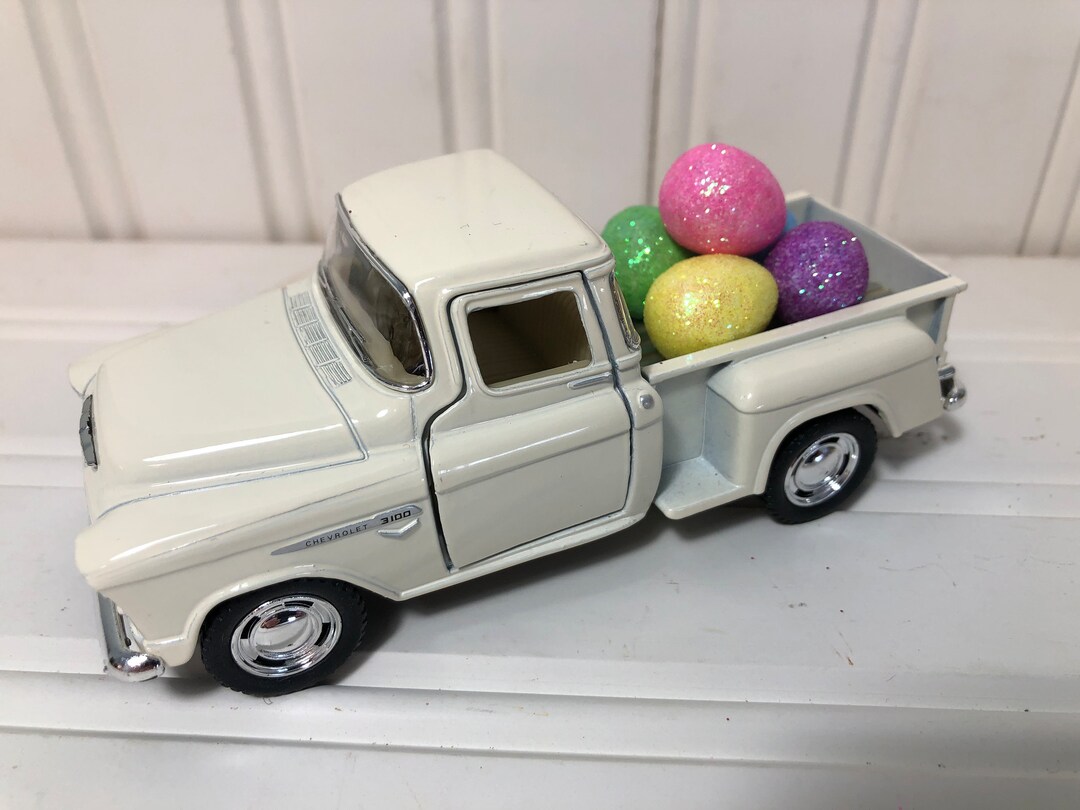 Little White Truck Carrying Five Easter Eggs, Easter Decor, Spring ...