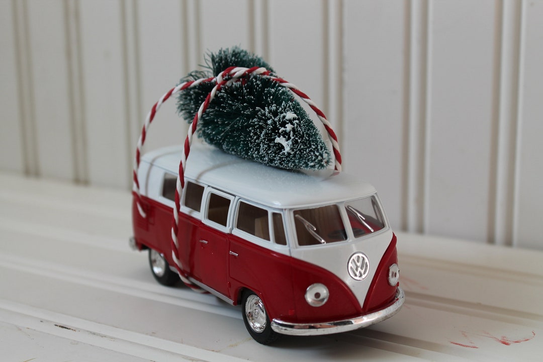 Little Red and White VW Bus, Christmas Decor, 1962 Volkswagen Bus ...