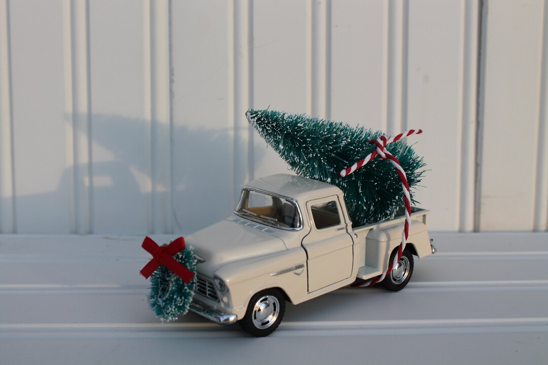 Little White Truck With Christmas Tree, Christmas Decor, Farmhouse ...